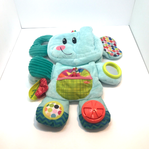 Playskool Fold 'n Go Busy Elephant Plush Blue Soft "A Tummy Time Friend ...
