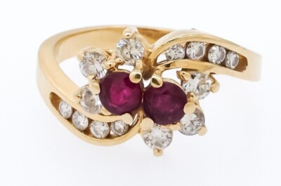 2 Ct Round Cut Simulated Red Ruby Women's Wedding Ring 14K Yellow Gold ...