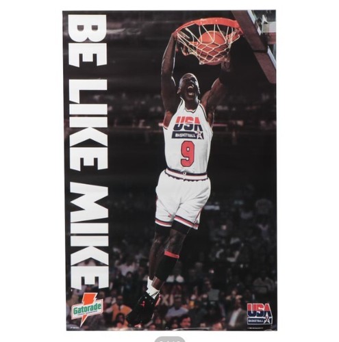 MICHAEL JORDAN 1992 Olympic USA Dream Team Gatorade BE LIKE MIKE Poster 25”x17” | eBay