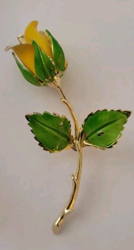 Vintage Giovanni Yellow Rose Gold Tone Hand Painted Classic Floral ...