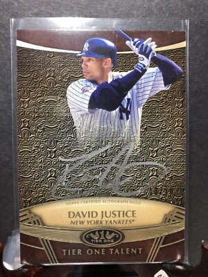 2019 Topps Tier One Talent Autograph SILVER Ink DAVID JUSTICE Auto #/10 ...