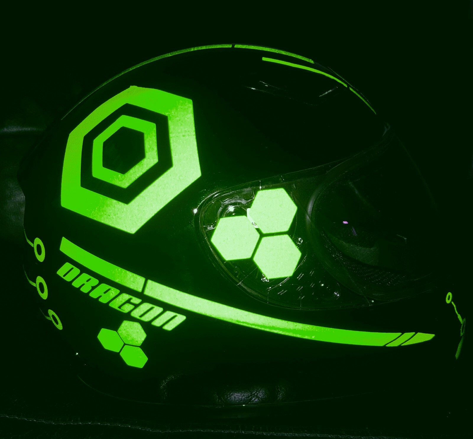 TRON STYLE HELMET STICKERS REFLECTIVE DECALS BE SEEN HI VIZ MOTORCYCLE ...