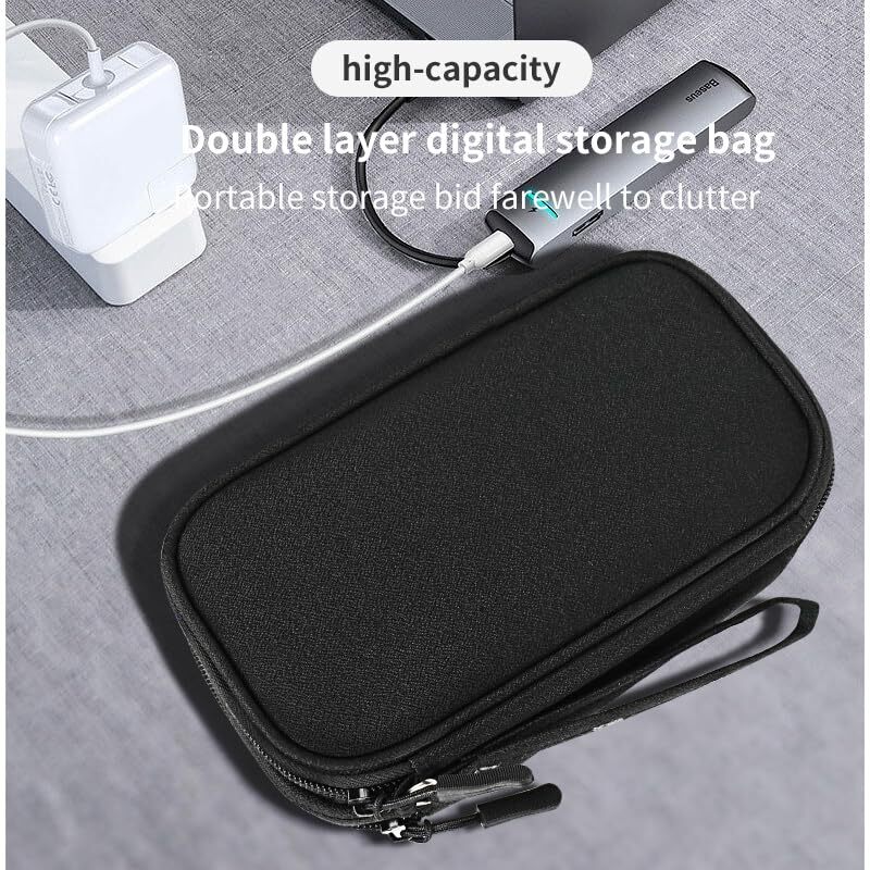 Portable Cable Organizer Travel Cable Organizer Pouch Electronic Black ...