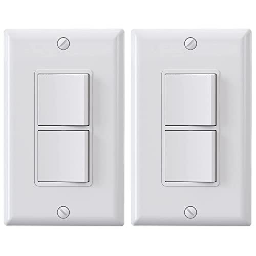 Decorator Double Rocker Light Switch Two Single Pole Electrical Paddle ...