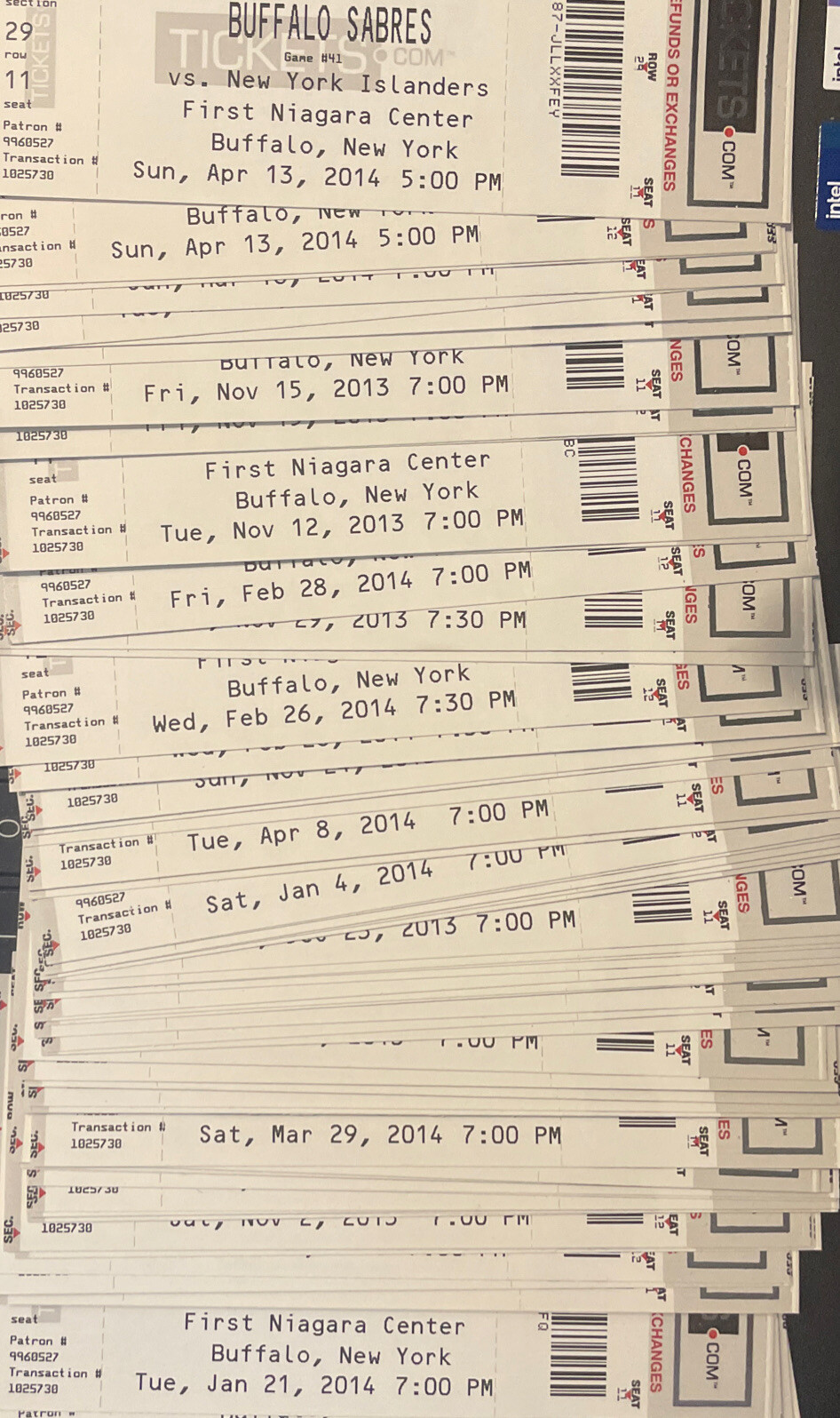 2013-14 Buffalo Sabres full unused tickets (lot of 10) | eBay