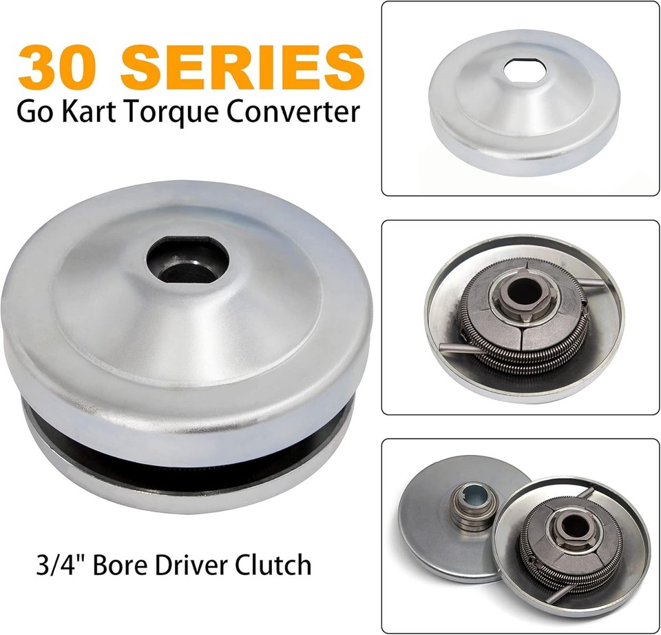 30 Series Go Kart Torque Converter Clutch 3/4" Bore Mini Bike Clutch ...