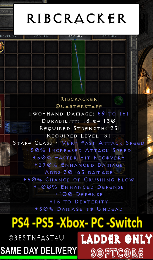 S6 LADDER RIBCRACKER-PC-XBOX-PS4-PS5-SWITCH Diablo 2 Res D2R Softcore ...