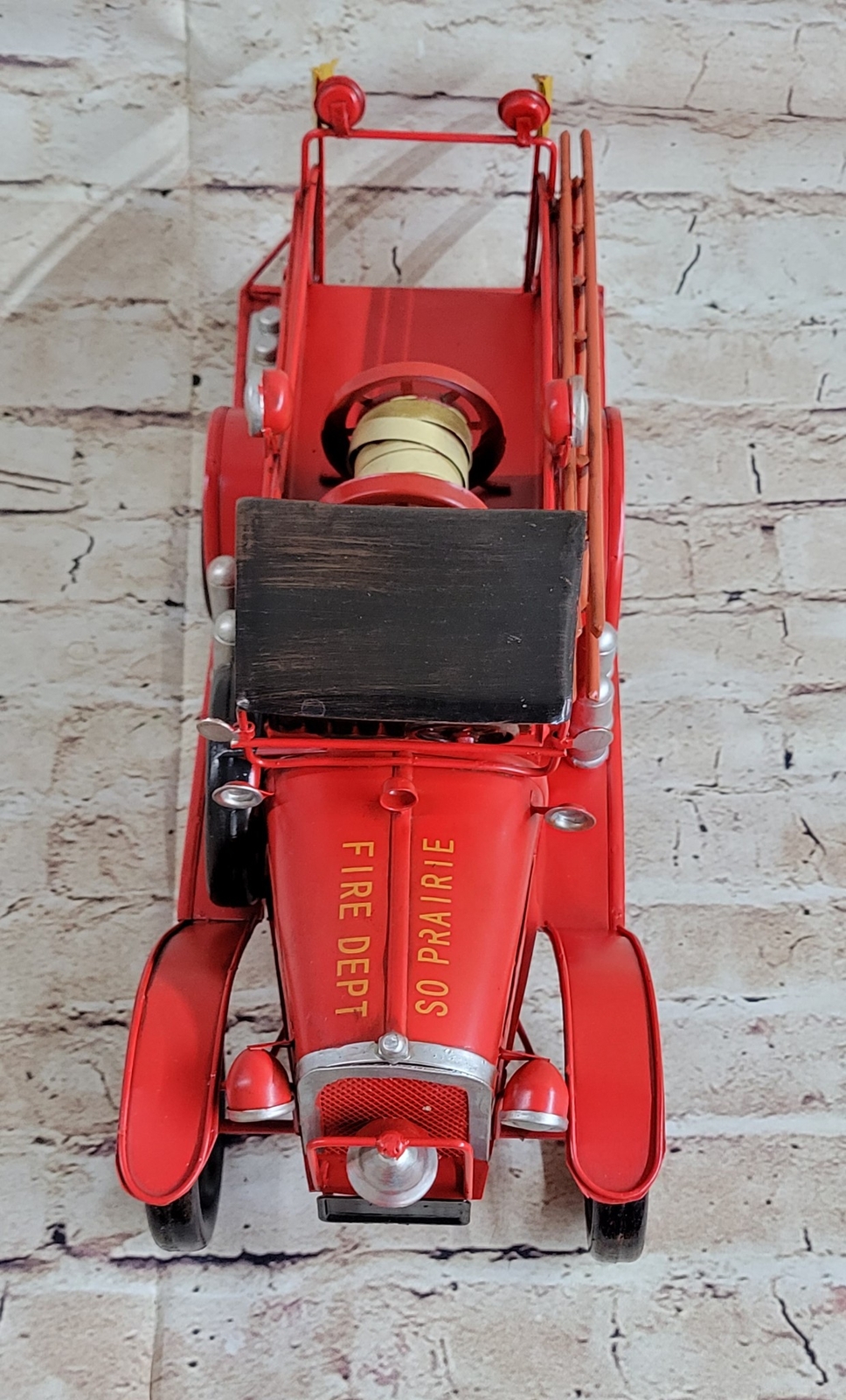 Antique Reproduction So Prairie Fire Dept. Red Metal Fire Truck Home ...