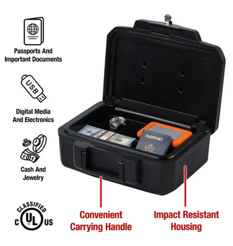NEW Portable Fireproof Safe Box Transportation For Docu Media Valuables ...