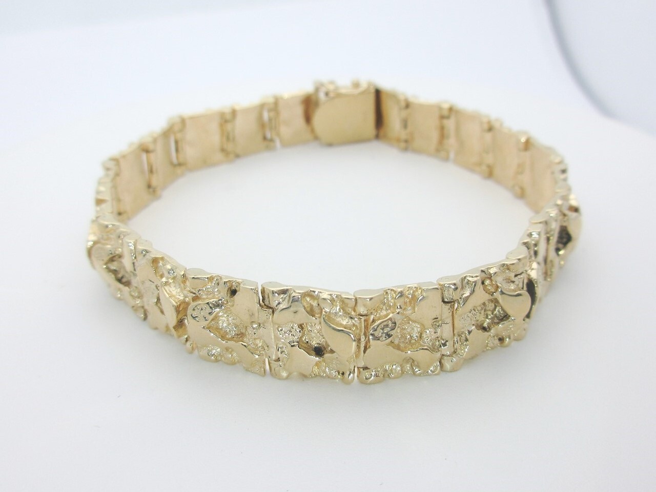 Mens Nugget Bracelet 14K Solid Gold Vintage Nugget Br… - Gem