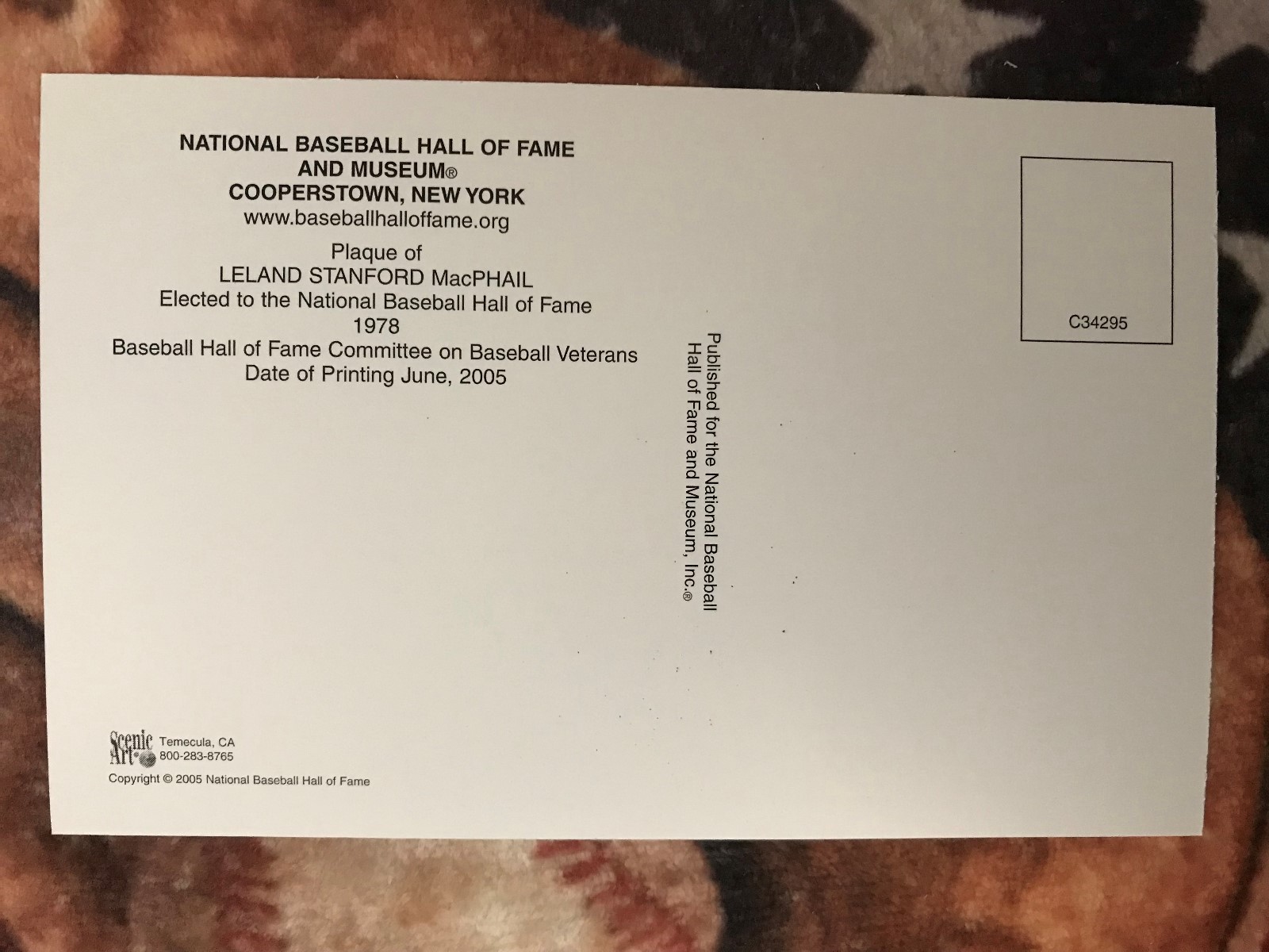 Larry MacPhail Postcard- Baseball Hall of Fame Induction Plaque - Photo ...