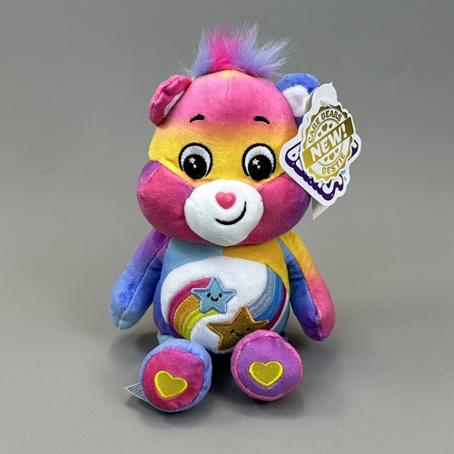 Care Bears 9" Bean Plush Dare to Care Bear Tie-Dye & Glitter Belly New ...