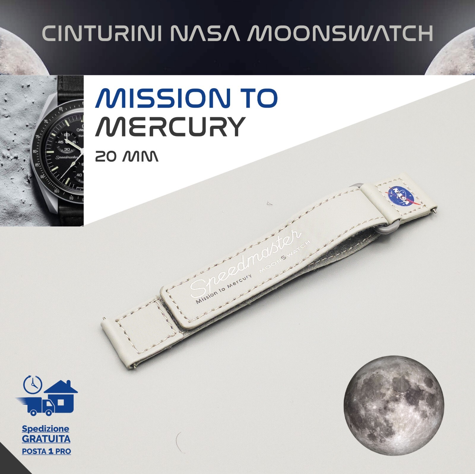 Cinturino MoonSwatch Speedmaster Nasa Strap mission to the moon mars ...