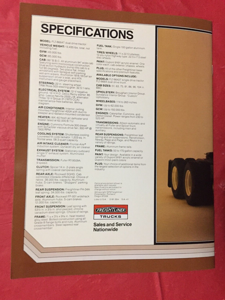 1981 FREIGHTLINER "THE EFFICIENT MACHINE" Truck Dealer Sales Brochure ...