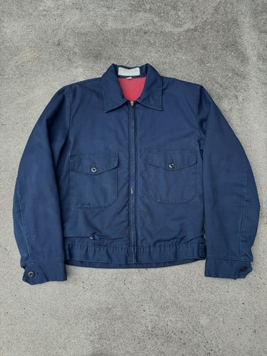 Vintage 60s Blue Bomber Workwear Uniform Zip Up Jacket Mens Boxy Crop ...