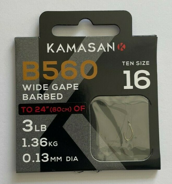 KAMASAN B560 BARBED SPADE END HOOKS TO NYLON (all sizes available ...