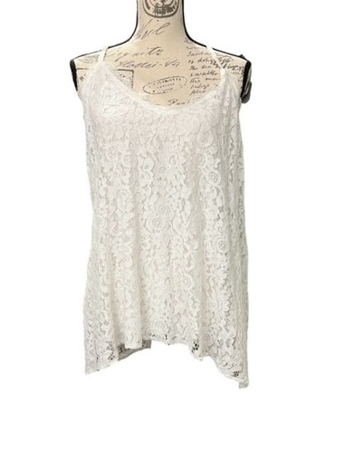 NWT Women’s Floral Lace Racerback Cami Halter Top WHITE France MINO DU ...