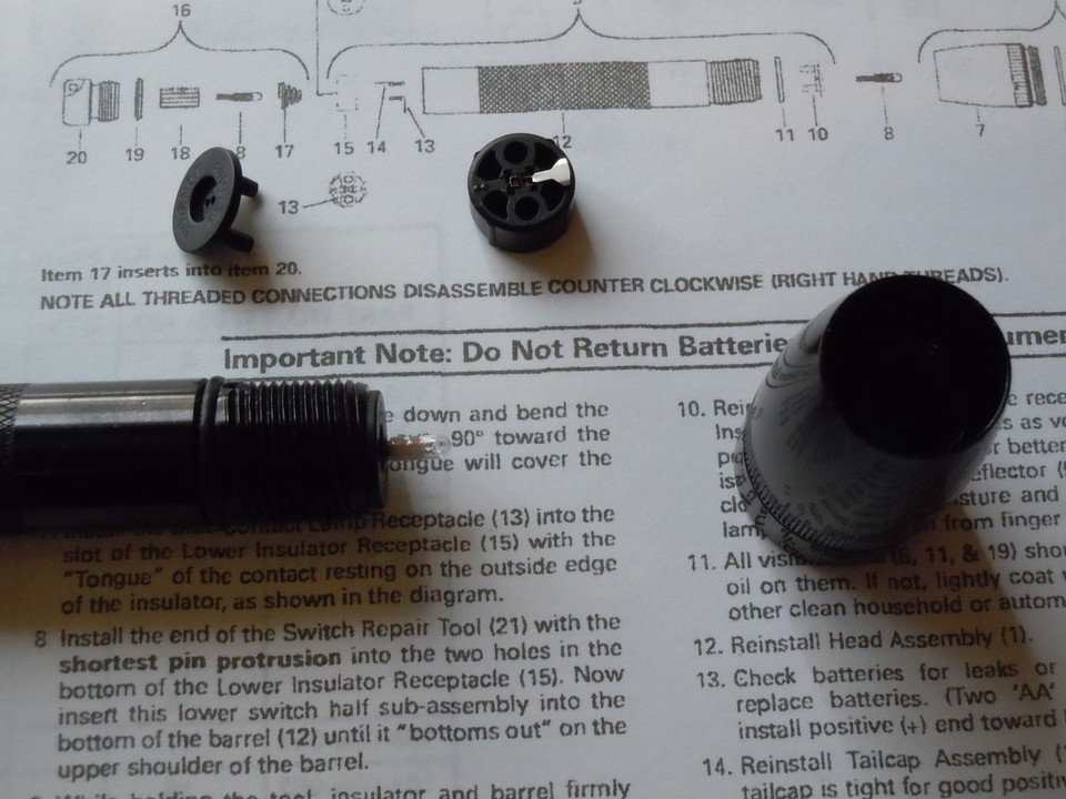 New Authentic "AA" Mini Maglite Repair Switch Assembly Part # 108-000 ...