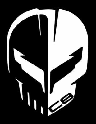 Corvette Racing Jake Skull C8 Logo Vinyl Sticker Decal 2.5" 4" 6" 8" 10 ...
