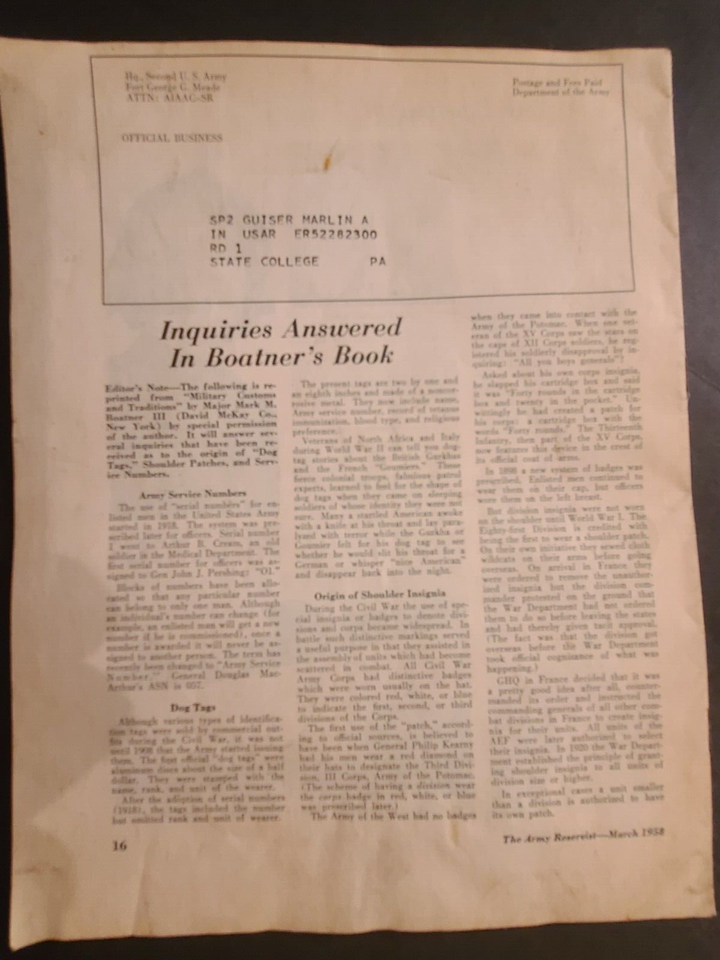 The Army Reservist Magazine March 1958 | eBay