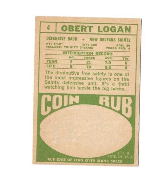 1968 Topps - #4 Obert Logan (RC) | eBay