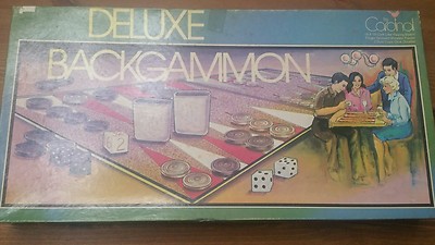 Deluxe backgammon cardinal 18x18 corklike playing board wooden pieces ...