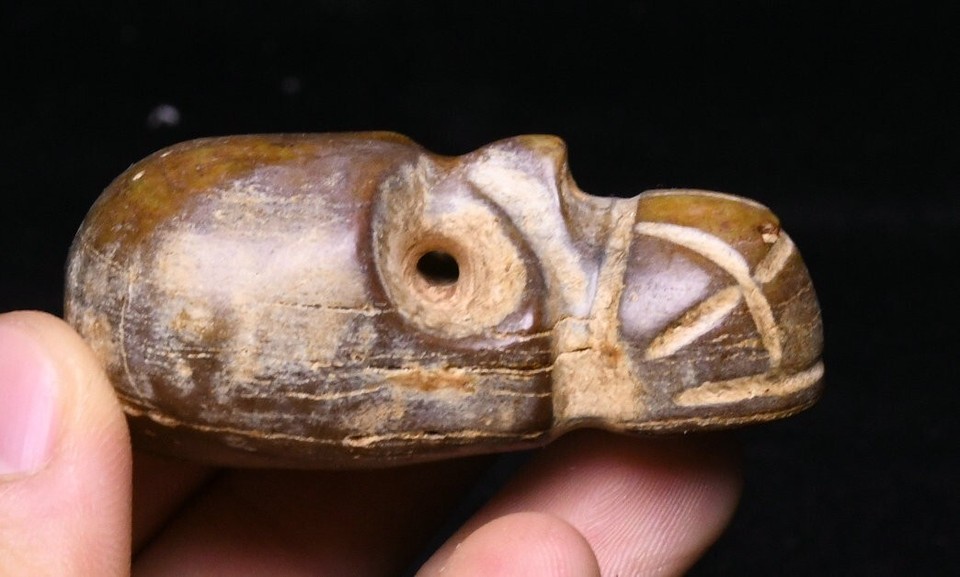China Hongshan Culture OId Jade Person Human Skull Skeleton Head Amulet ...