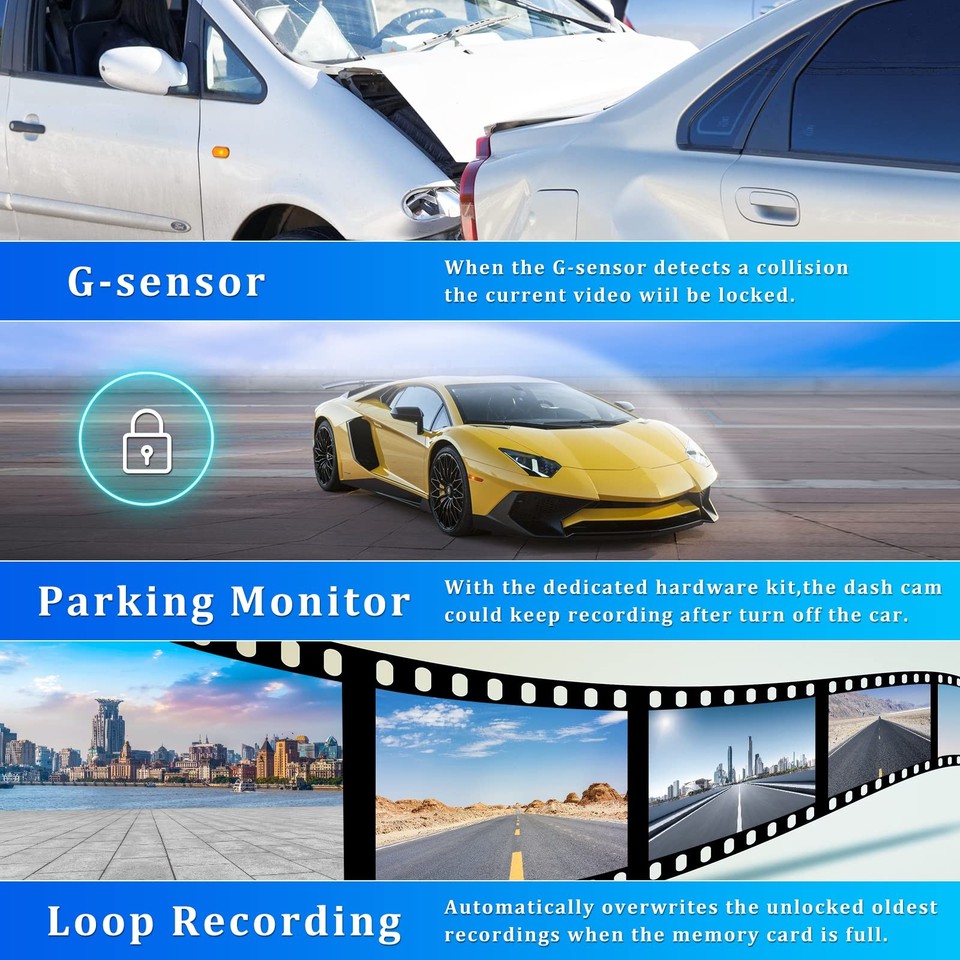 4K Front Rear View Mirror Dash Cam 10 Inch IPS Touch Screen Carplay UHD ...