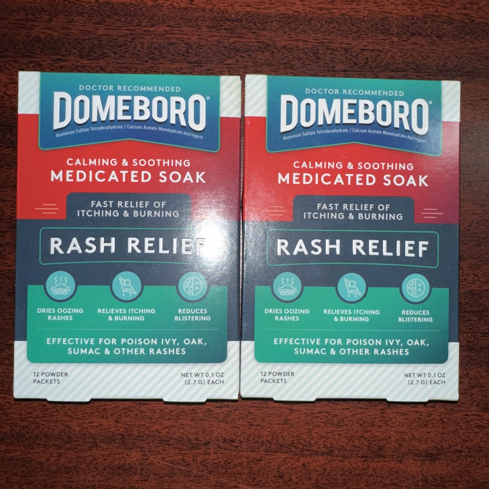 X2 Domeboro Soothing Soak Rash Relief Medicated Soak 12 Powder Packets ...