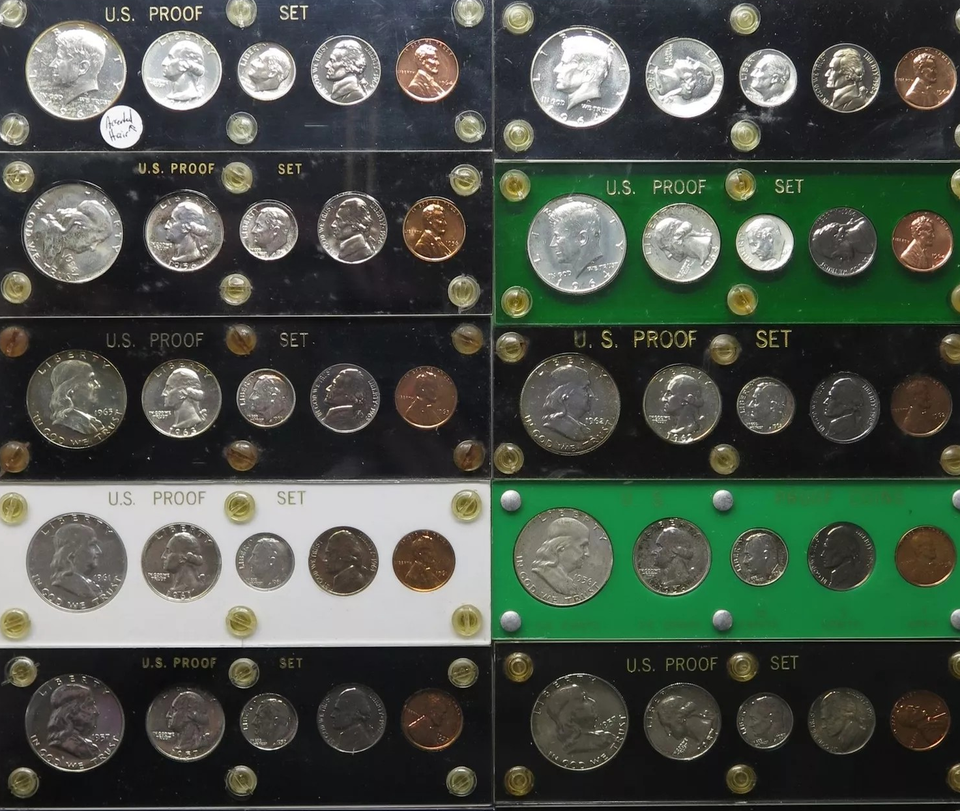 1955-1964 US Silver Proof Sets Lot of 10 Gem Sets in DIFFERENT COLORS | eBay