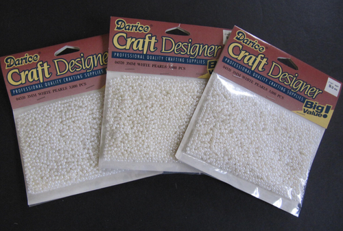3 pkgs Darice Craft Designer 3mm White Pearls Beads 9000 pcs NOS lot | eBay