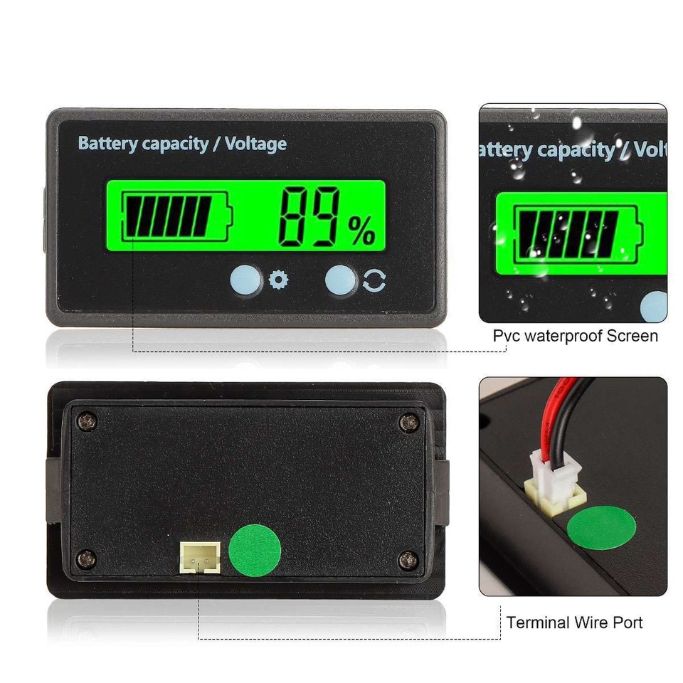 12V/24V/36/48V Battery Status Charge LCD Digital Indicator Monitor ...