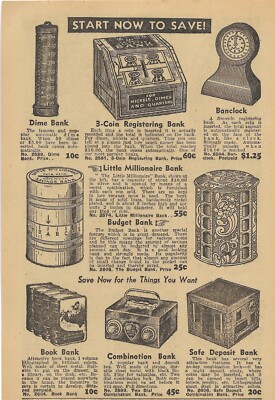 Old Vintage 1930's Novelty Book Dime Combination Safe Deposit Banks ...