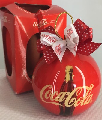 Christmas Ornament COCA COLA BALL 1993 ENESCO Handmade Decoupage Red ...