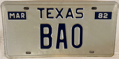 Vanity BAO license plate Brian Beth Bruce Blake Bob Barb Bill Brad Bev ...