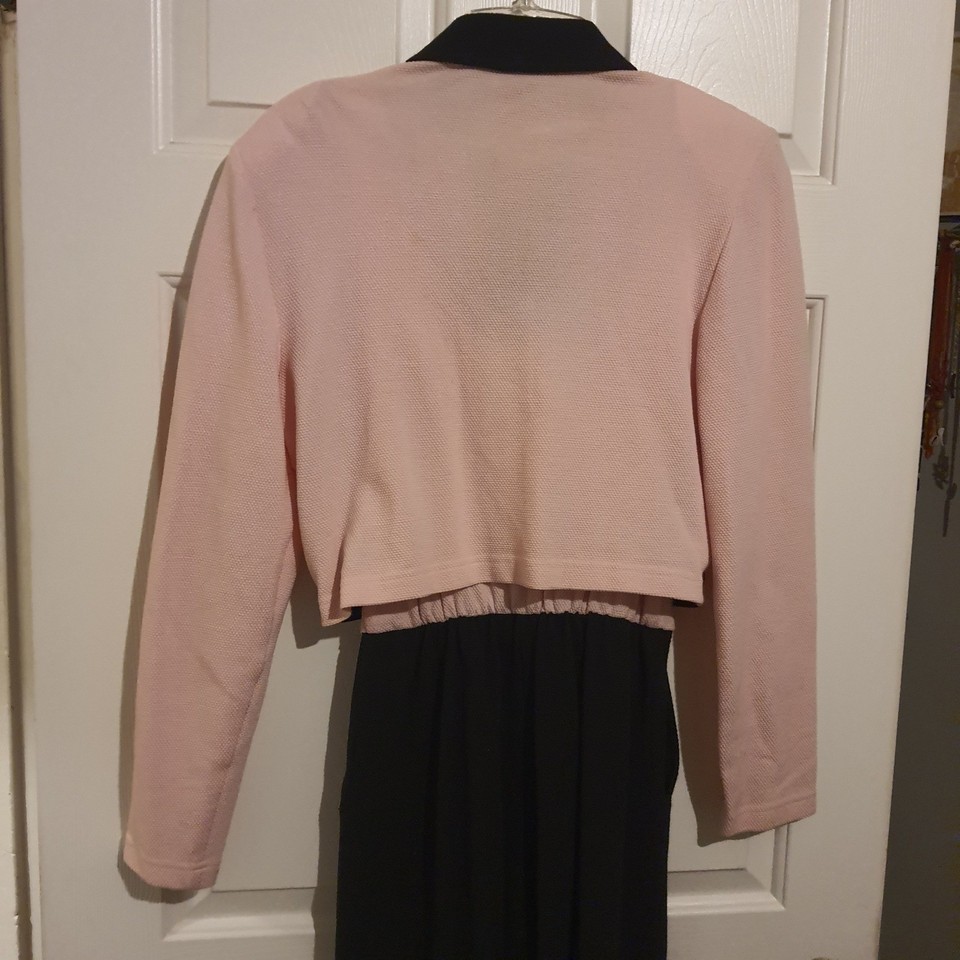 Vintage PG Collections Designer Ginger Bort Pink Black Jumper Pantsuit ...