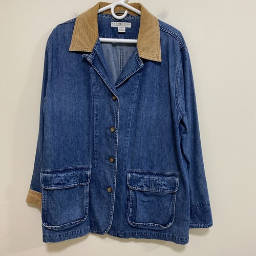 Saks Fifth Avenue Real Clothes Large Barn Coat Blue Denim Jacket 100% ...