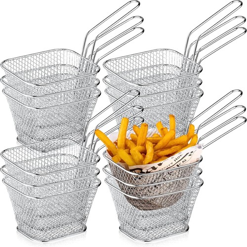 12 Pieces Mini Square Fry Basket Steel French Chip Food Silver | eBay