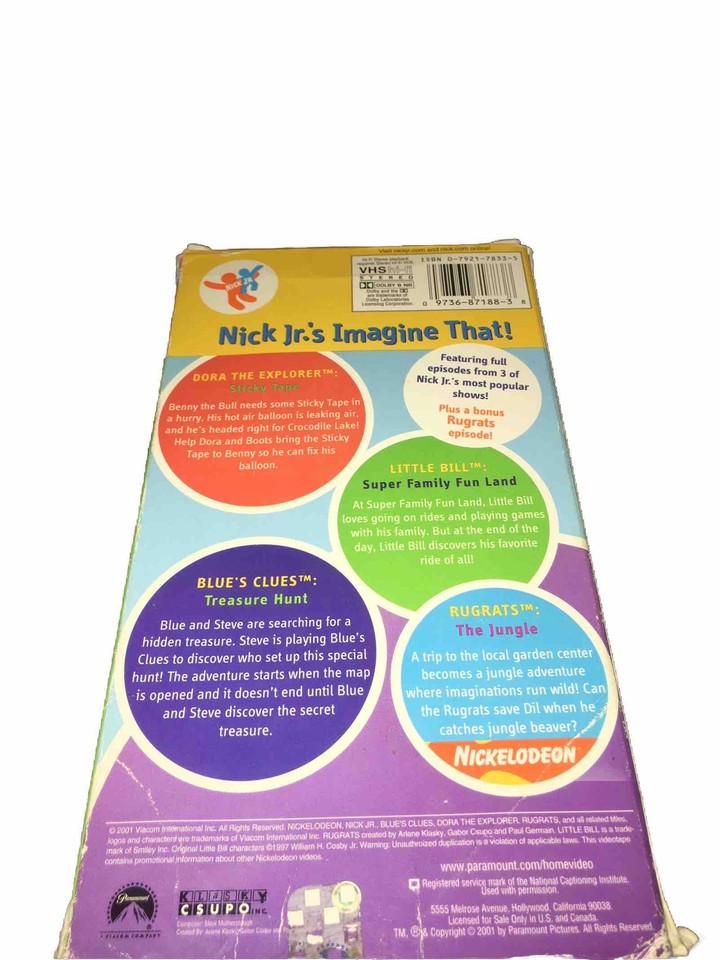 Nick Jr.'s Imagine That 2001 Dora Blues Clues Rare Rugrats Episode VHS ...