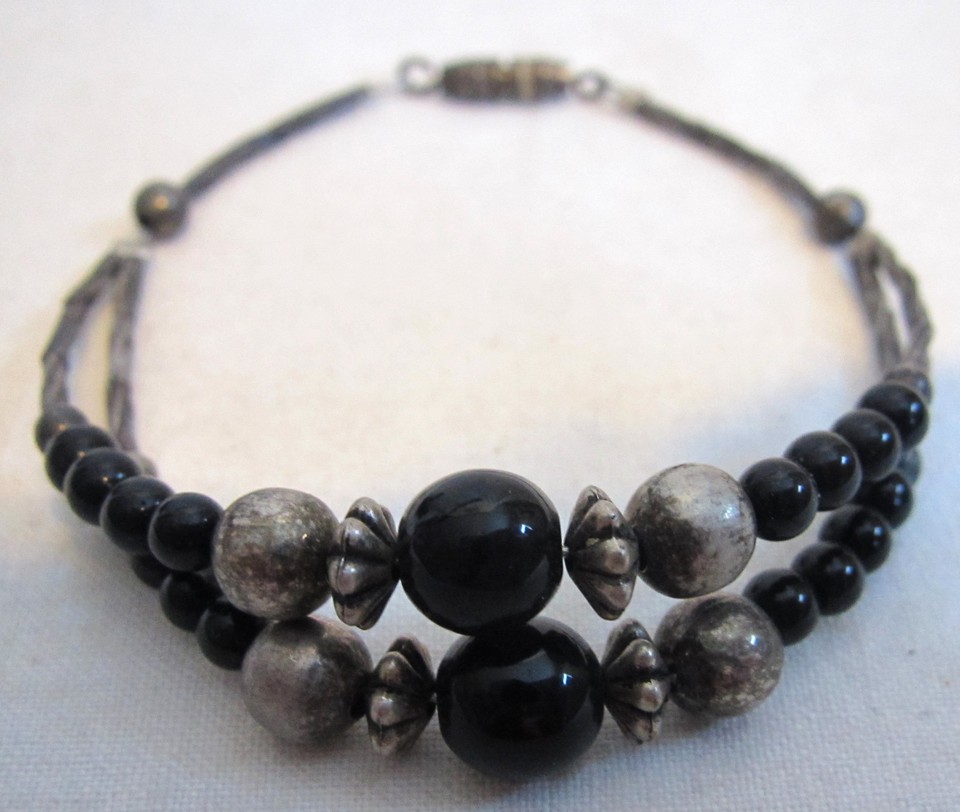 Ron Yazzie Sterling Silver Beaded Bracelet North American Art Navajo ...