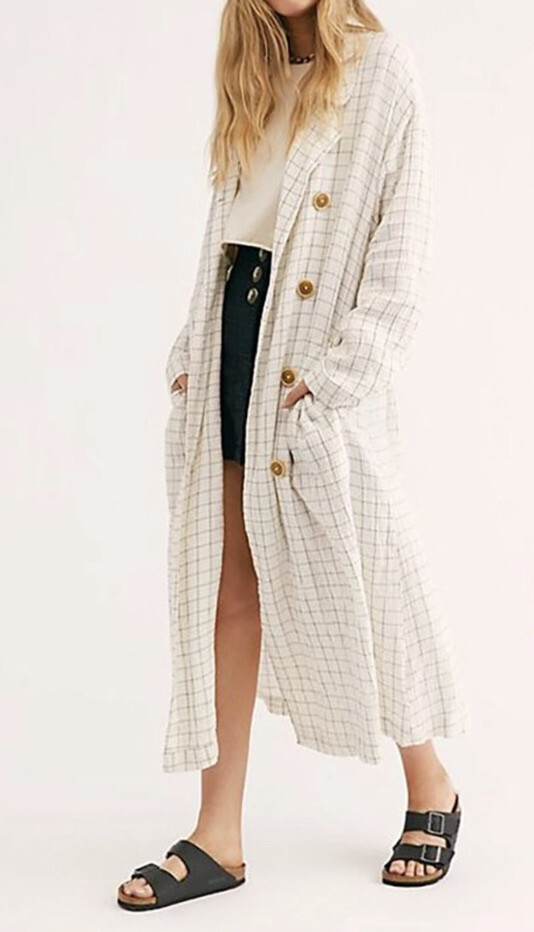Free People Duster Sweet Melody Cotton Lagenlook Duster Coat M $198 | eBay