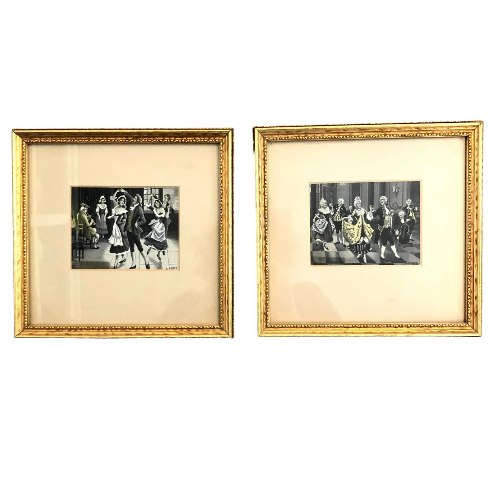Pair of Antique A. Perez French Woven Stevengraphs, in Gold Frames ...