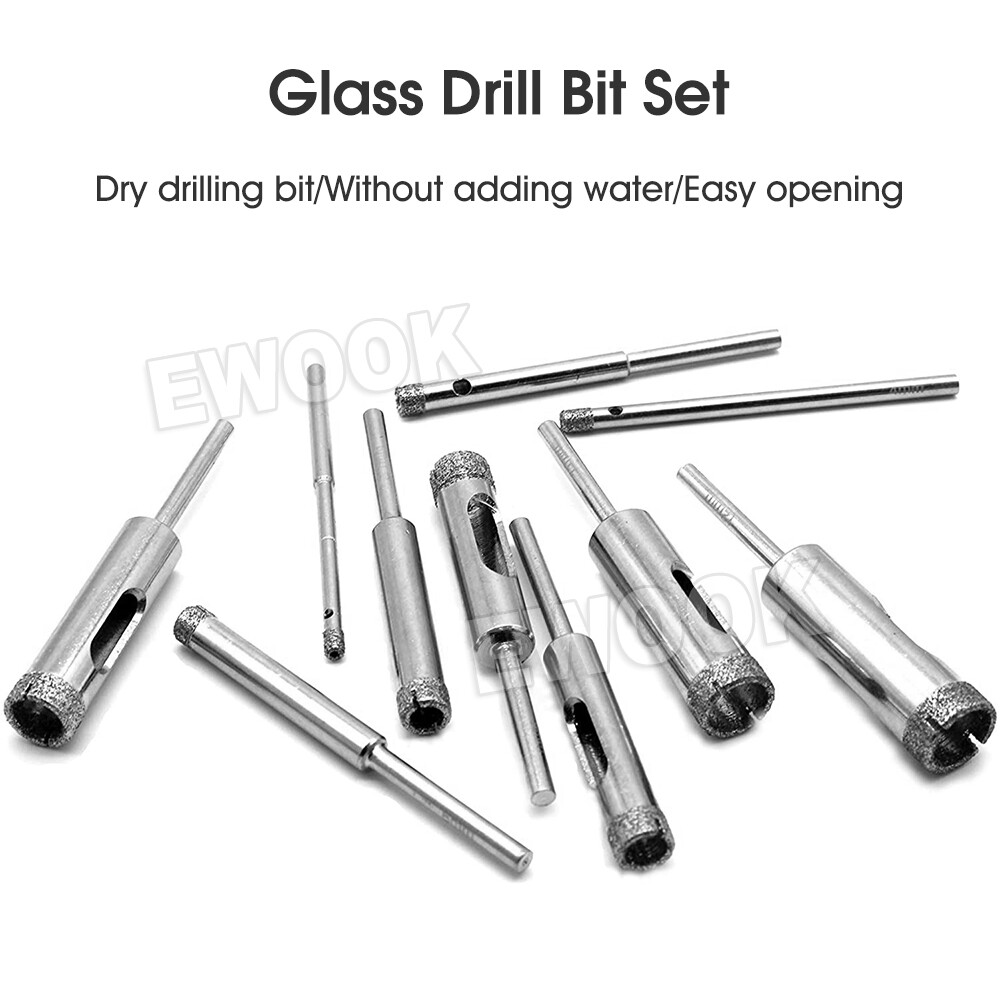 10 Pcs Diamond Glass Drill Set Drill Bit Cutter Drill Holes Saw Core ...