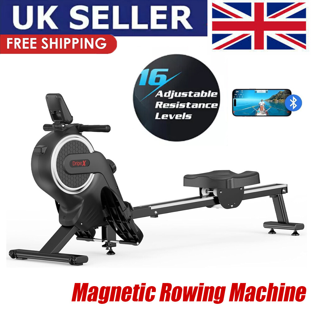 16 Levels Adjustable Fitness Magnetic Rowing Machine Rower w/LCD ...