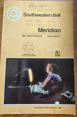 Southwestern Bell Meridian TX phone book 1990-1991 YELLOW PAGES Area ...