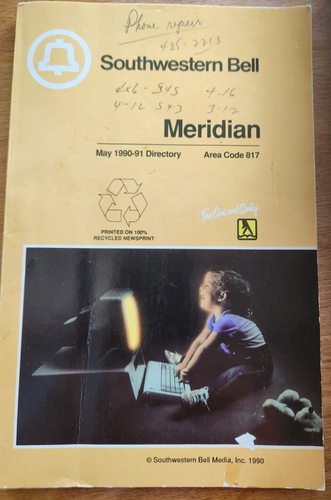 Southwestern Bell Meridian TX phone book 1990-1991 YELLOW PAGES Area ...