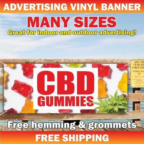 Banner Vinyl Mesh CBD GUMMIES Advertising Sign Flag edibles oil flower ...