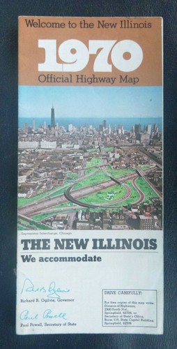 1970 Illinois official highway state road map Expressway Exchange ...