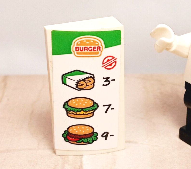 LEGO Menu Sign BURGER Onion Rings Chicken Sandwich King Food Sticker ...