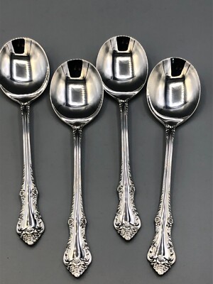 Melbourne by Oneida Sterling Silver set of 4 Cream Soup Spoons 6.5" | eBay